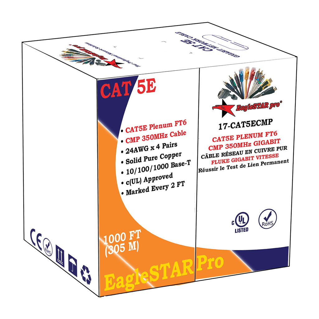 17-CAT5ECMP CAT5E Bulk Cable FT6 cUL Certified Plenum CMP Fire Rated 2 ...