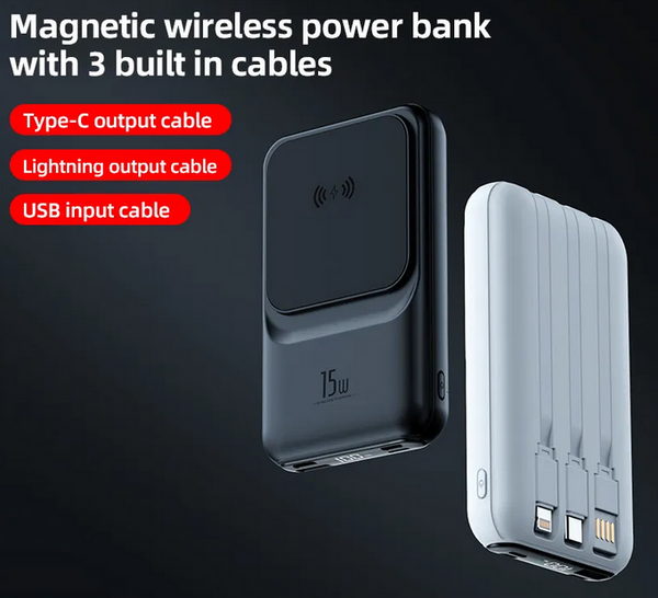 70-5108-10 Pocket Power Bank Magnetic Wireless 1000MAH With Built-in 3 ...