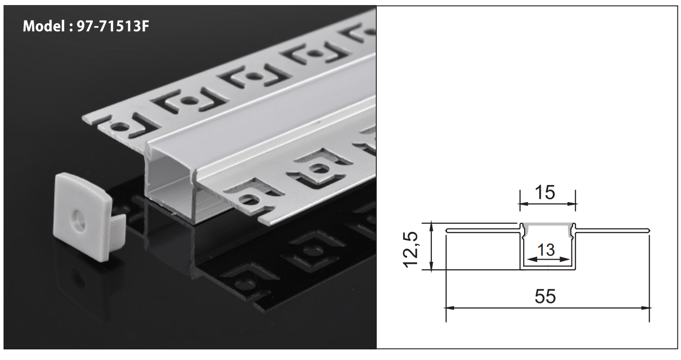 97-71513F FLEXIBLE DRYWALL LED CHANNEL 15X13 MM 8FT with COVER – AA ...