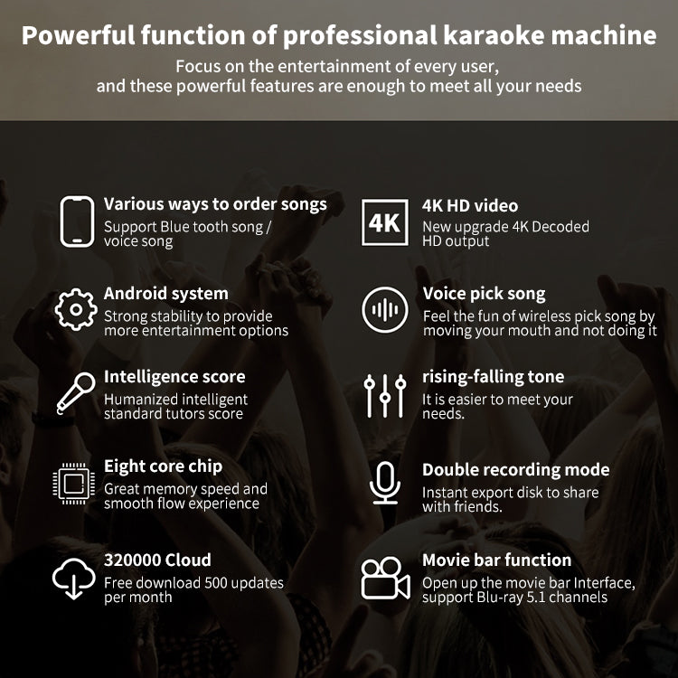 InAndOn 19.5" 3-in-1 4K Touch Screen V5 MAX Karaoke System with 2x10 ...